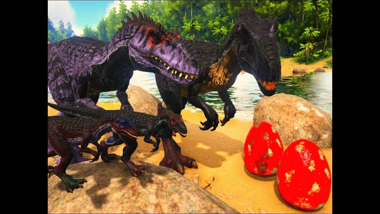 Familia Mega Raptor Faminta, Emboscada Dos Allossaurus! Ark Dino ...