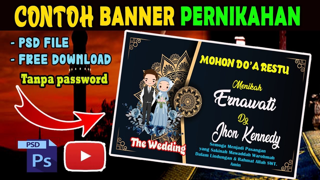 CONTOH BANNER PERNIKAHAN PSD FREE DOWNLOAD TERBARU - YouTube