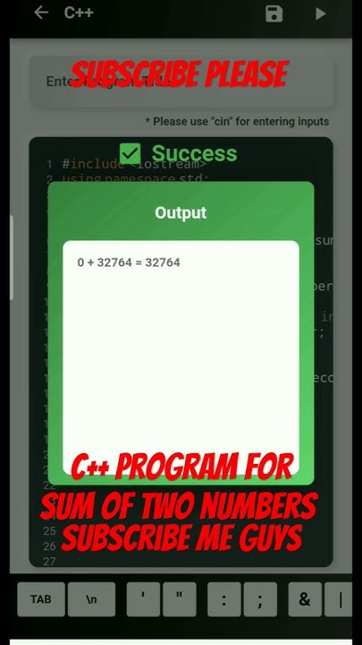 C++ program for sum of two numbers please subscribe me 🙏#coding #learnethicalhacking # ...