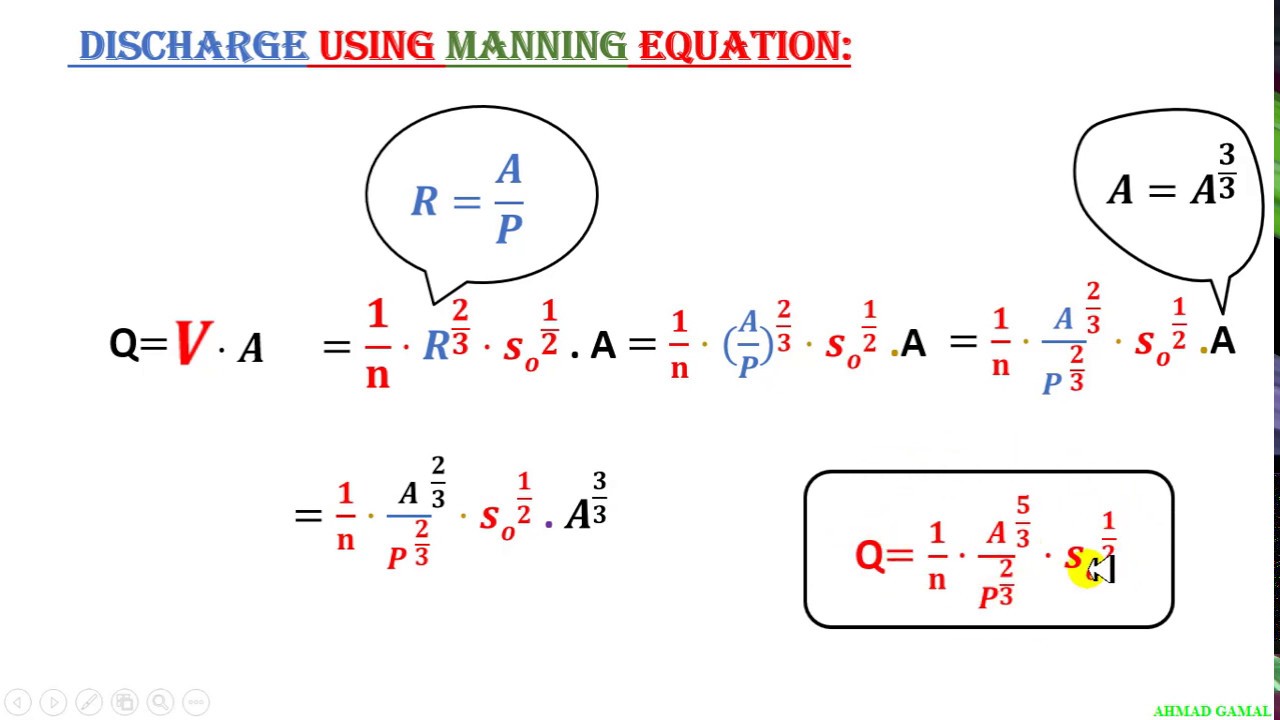Manning and Specific Energy-استخدام معادلة ماننج ومعادله الطاقه النوعية ...