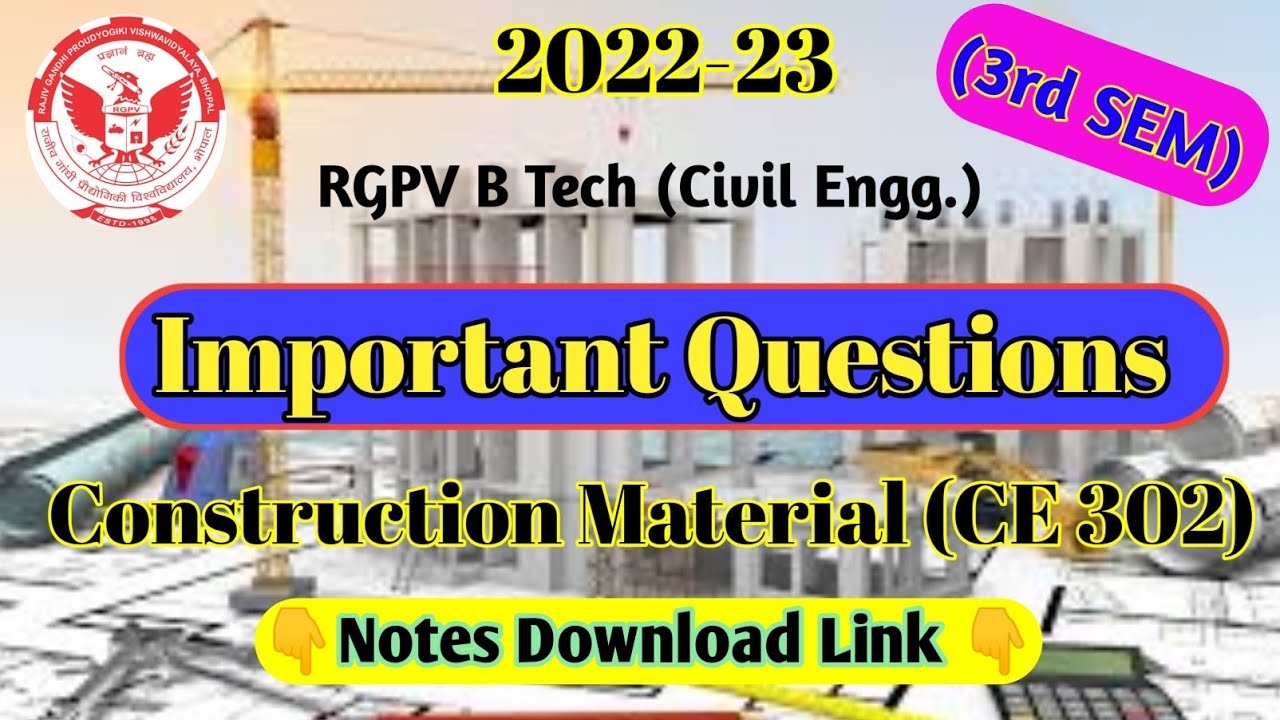 CE 302 Construction Material 🔥 Important Question 🔥 3rd SEM B Tech ...