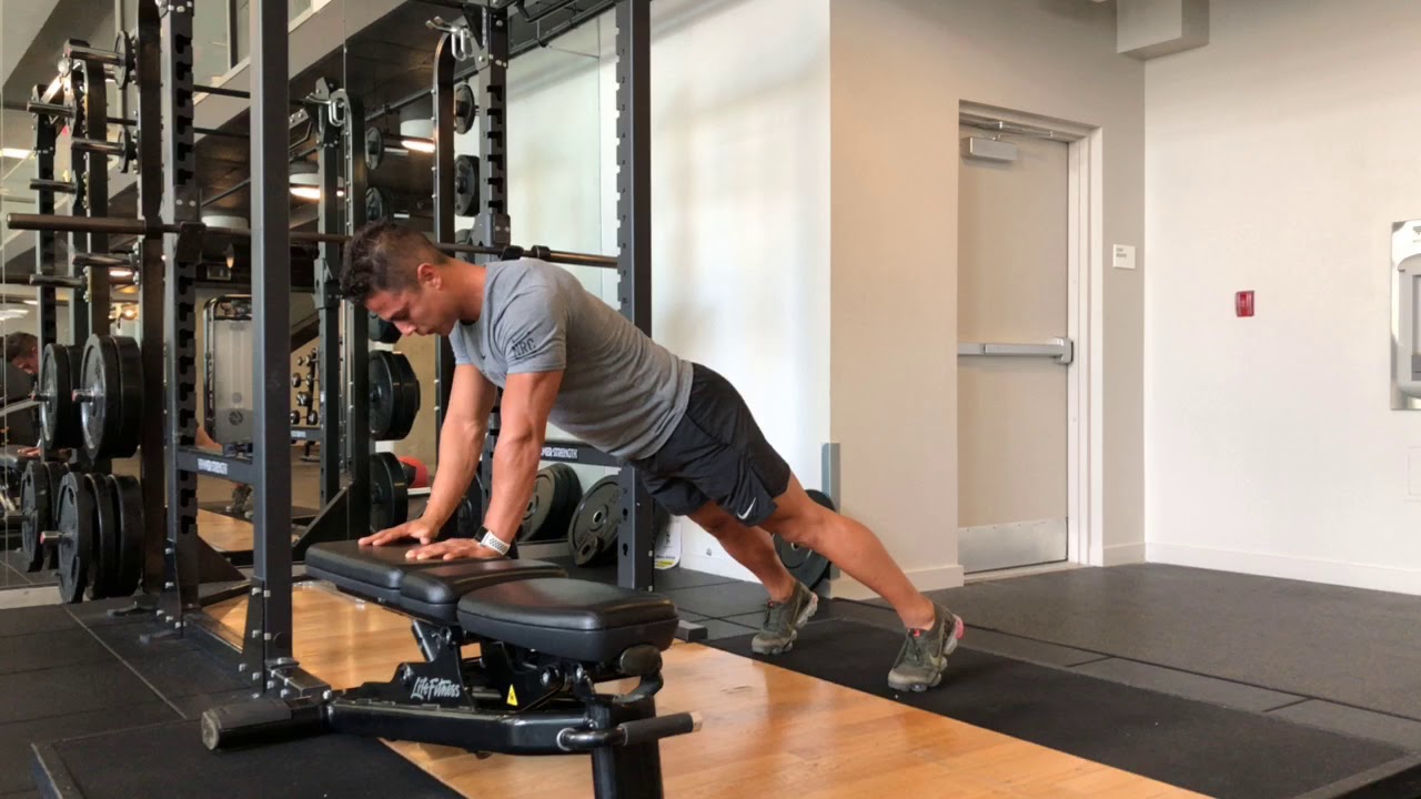 Bench Push-up Position with Alternating Reach - YouTube