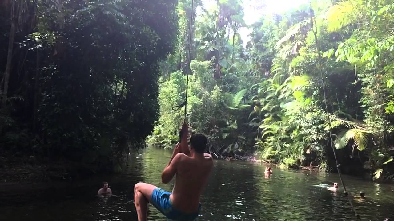 Water hole rope swing - YouTube