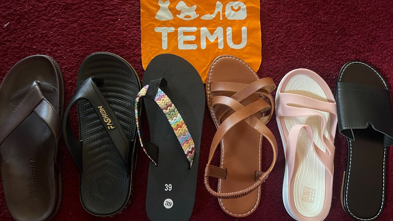 Temu Sandals try on 6 pair - YouTube