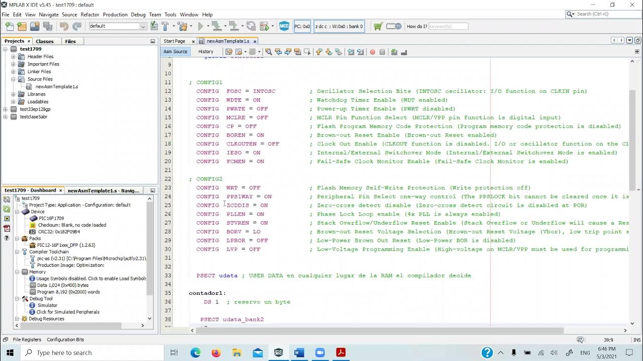 mplabx assembler pic-as - YouTube