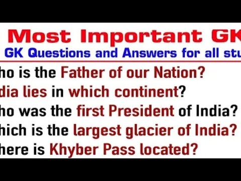 Most Important 160 GK Questions and Answers for all students in English ...