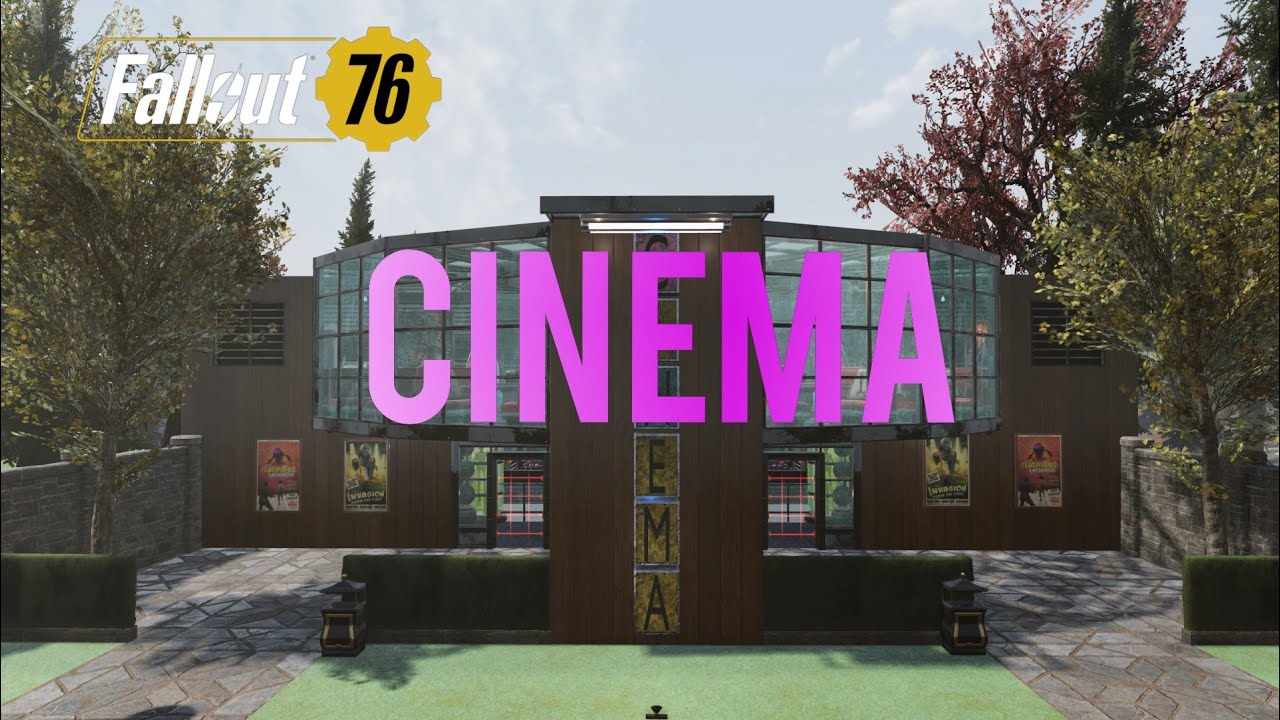 Fallout 76 Camp Build ( Deluxe Cinema ) Custom World - YouTube