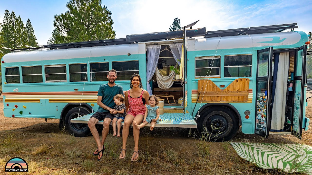 DIY Bus Home - Family Living Tiny - YouTube