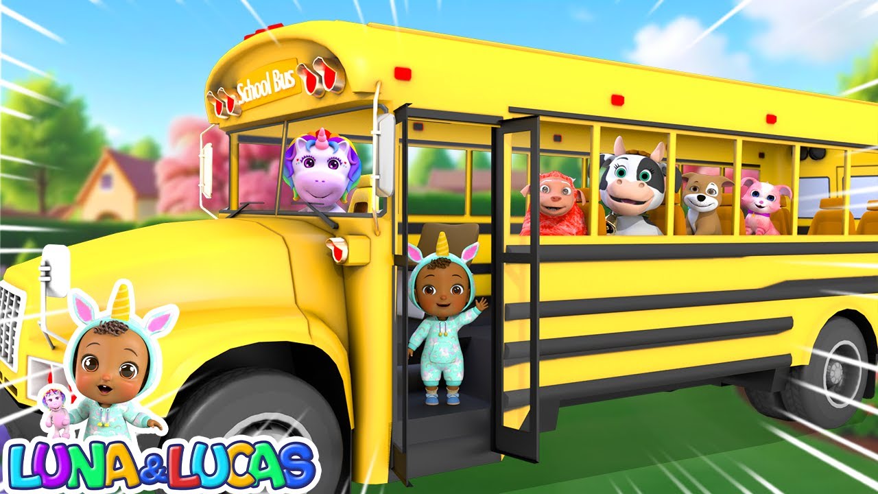 Wheels on the Bus | Luna and Lucas | Nursery Rhymes for Kids - YouTube