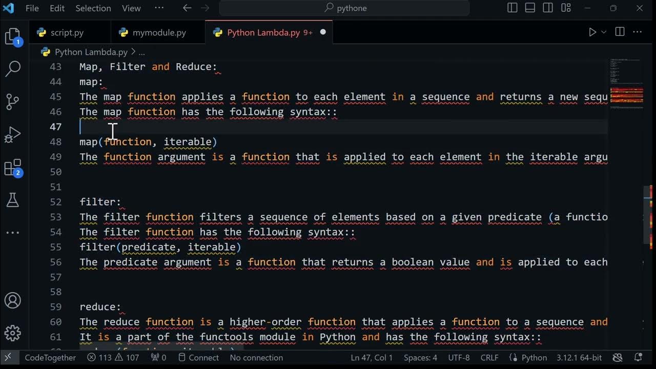 lambda function || Map, Filter and Reduce || 'is' vs '==' in Python || Python - YouTube