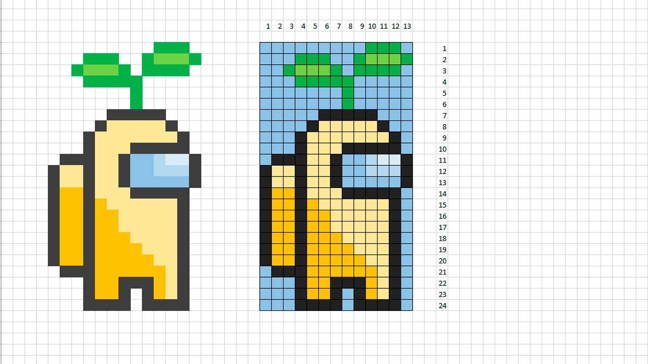 How to draw Among us pixel step by step in Excel - YouTube