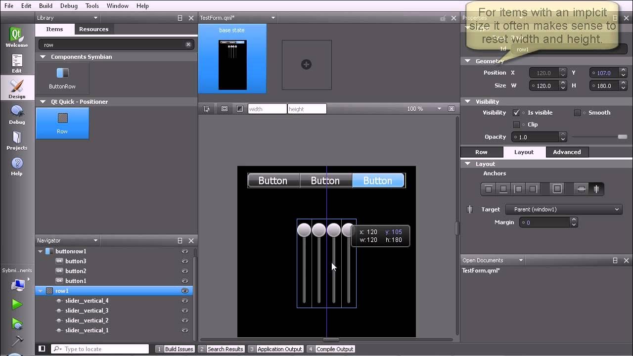 Qt Quick Designer 2.2 with Qt Components for Symbian - YouTube