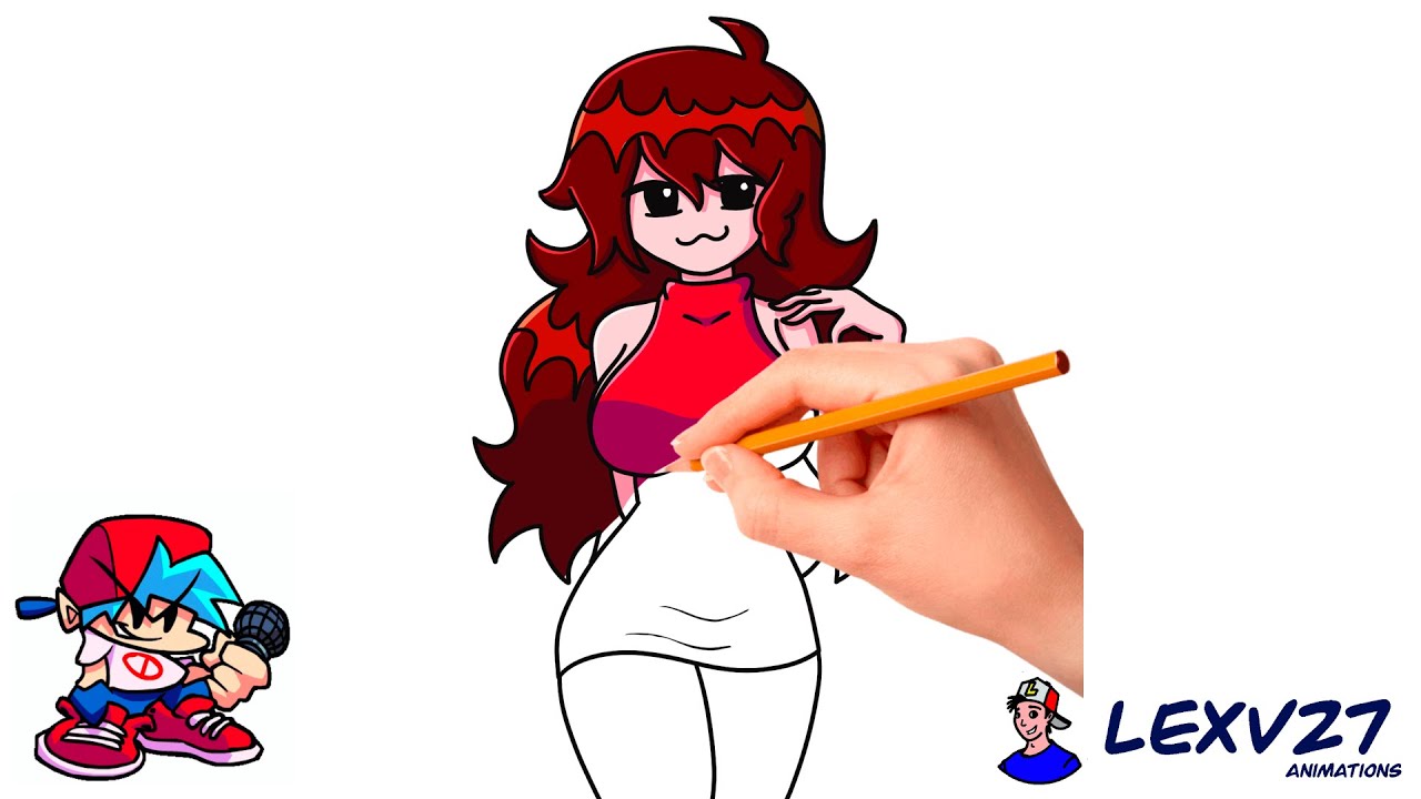 Drawing Cute FNF Girlfriend | LEXV27 animations - YouTube