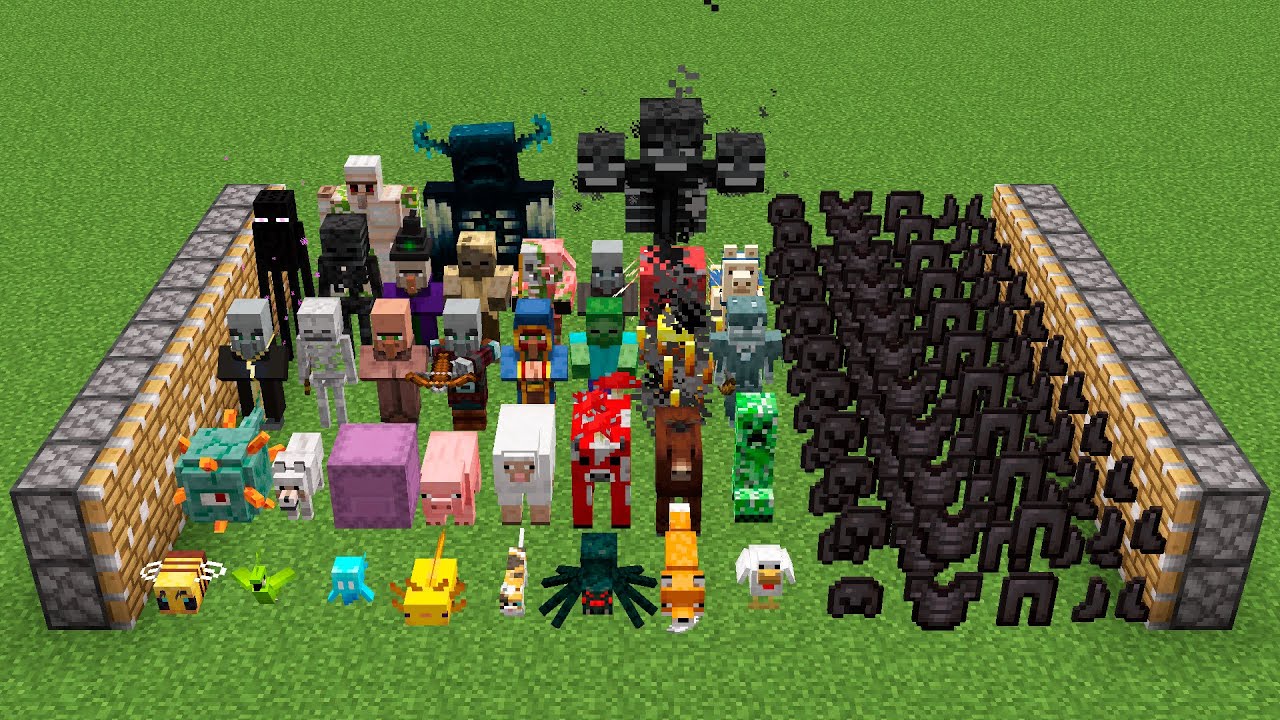 all minecraft mobs and x100 netherite armors combined? - YouTube