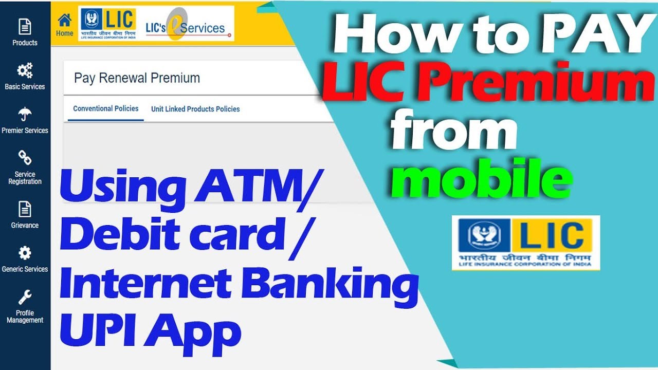 How to pay LIC online using ATM card debit Card Internet banking UPI ...