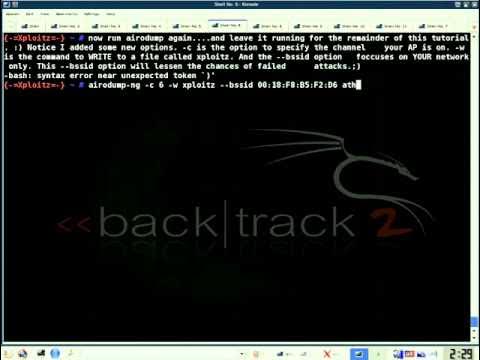 Hacking Wi-Fi in Backtrack using aircrack-ng - YouTube