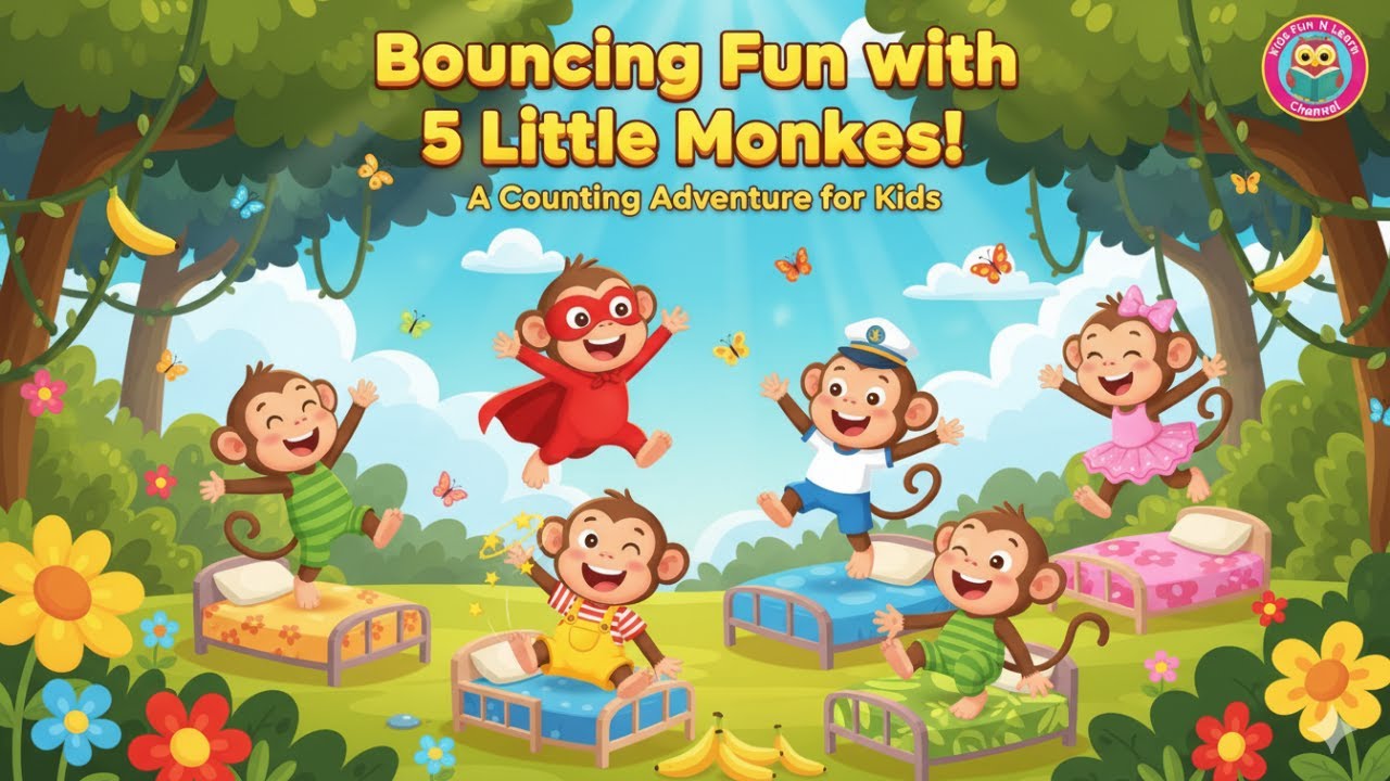 Bouncing Fun with 5 Little Monkeys | A Counting Adventure for Kids ...