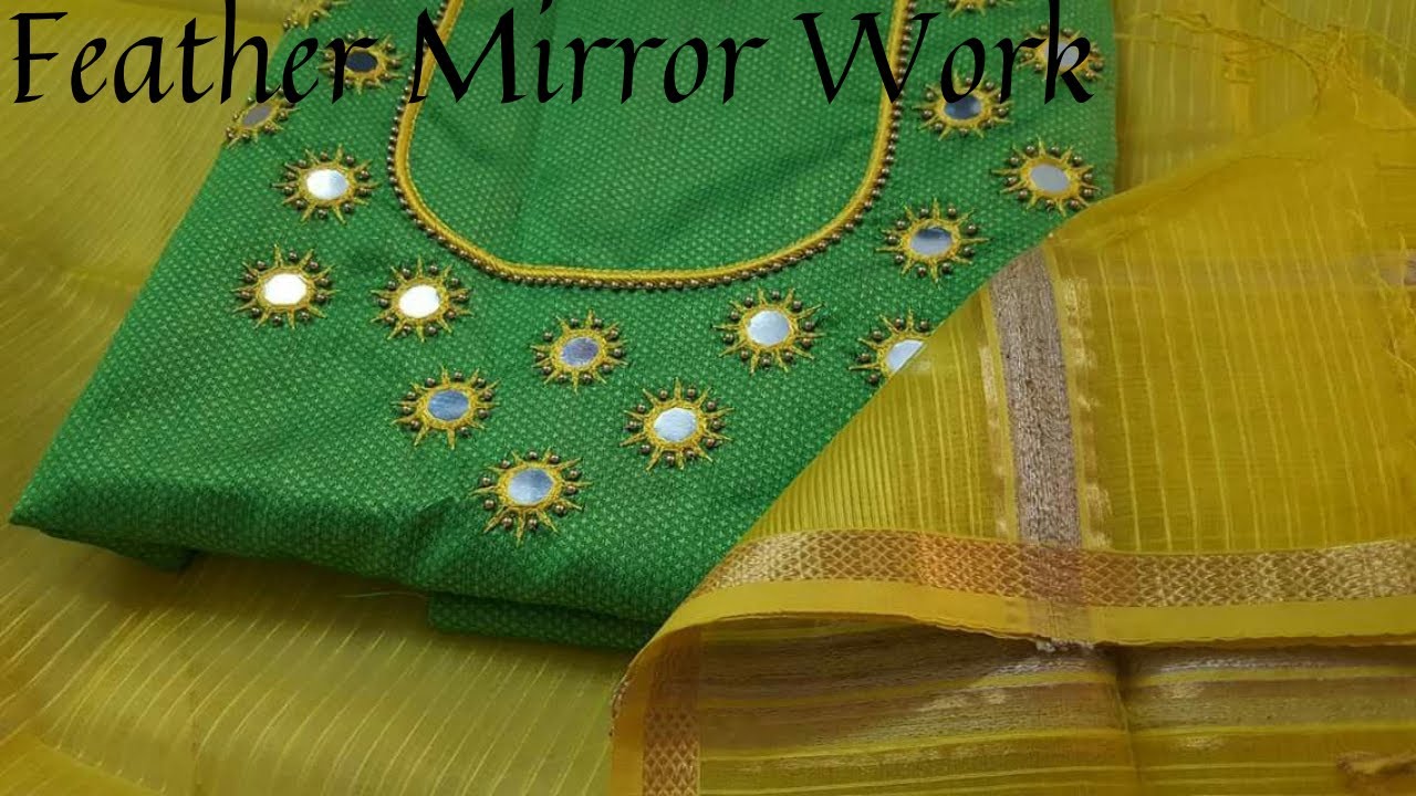 Aari Embroidery Feather Mirror Type-2 || Mirror Work || Tutorial in Tamil || Nithu Designers ...