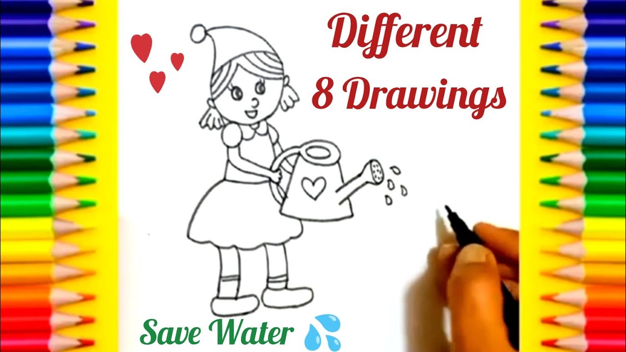 Learn 8 Different Easy Drawings.🦊👧💦🦄🐟🦖🐜🌈😍🥰 ️🧡💛💚🩵💜 #learndrawingforkids ...