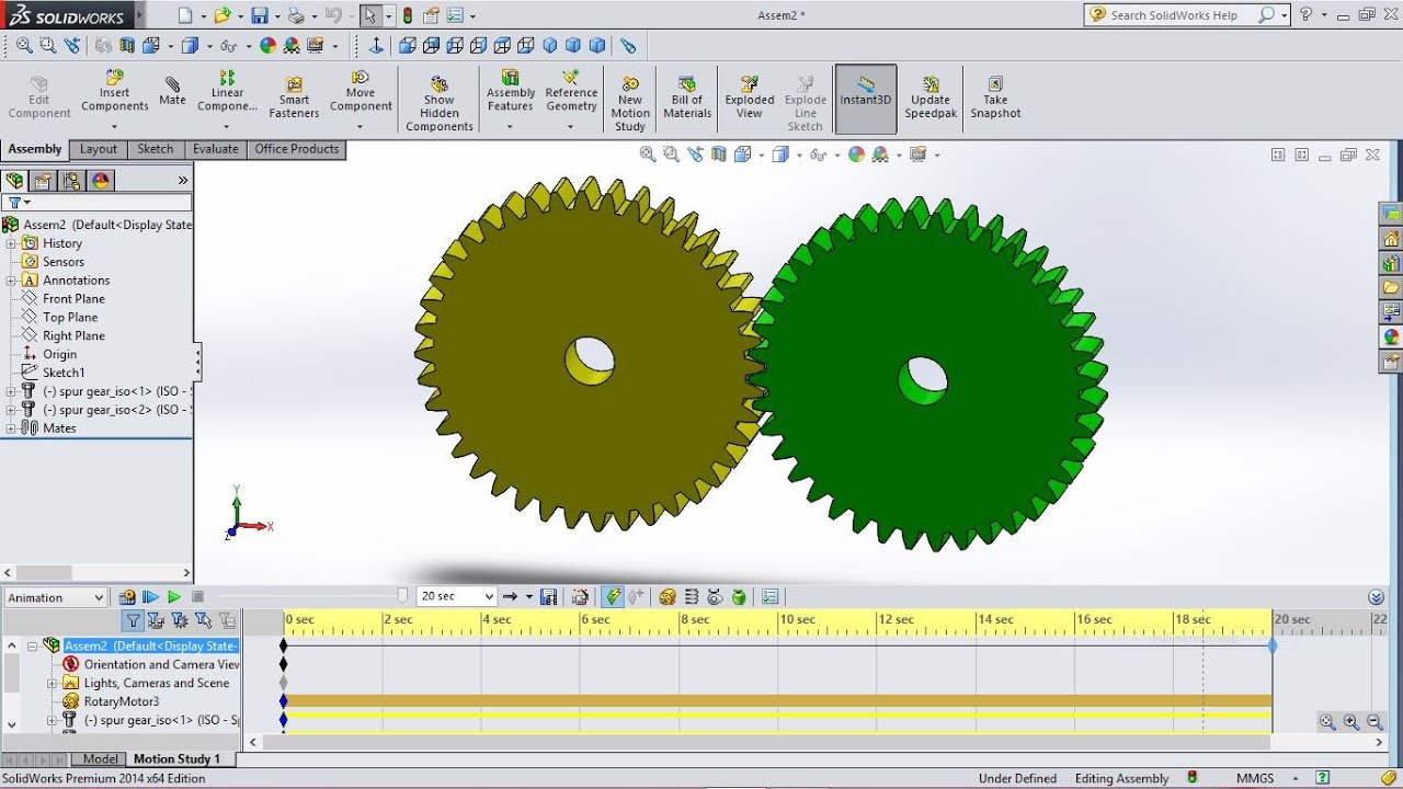 Gear Animation in Solidworks - YouTube
