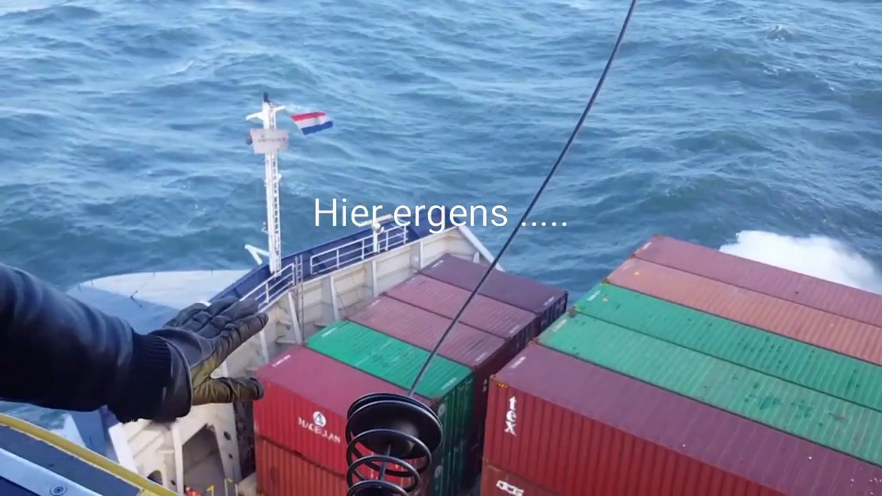 Pilot Helicopter operations Rotterdam Port. Disembarking pilot by ...