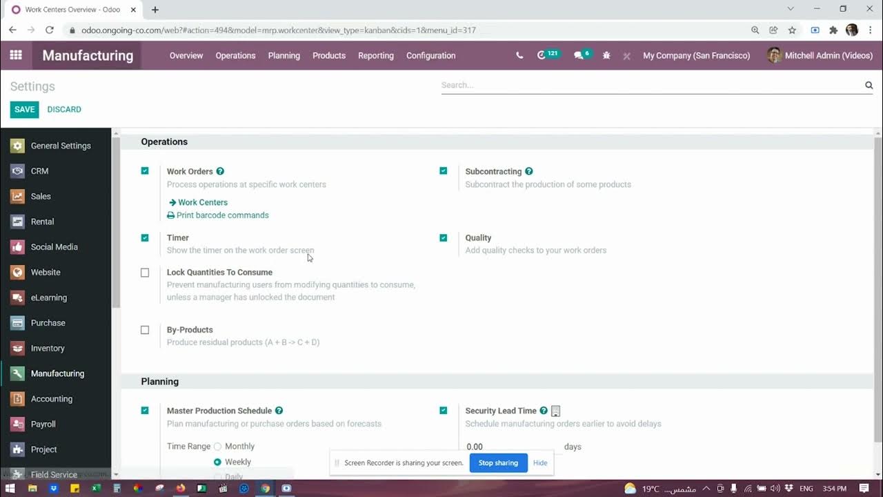 Odoo Manufacturing config settings , dashboard - YouTube
