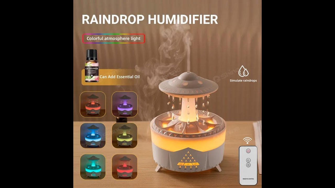 Rain Cloud Humidifier Water Drip with Remote Raindrop Humidifier - YouTube