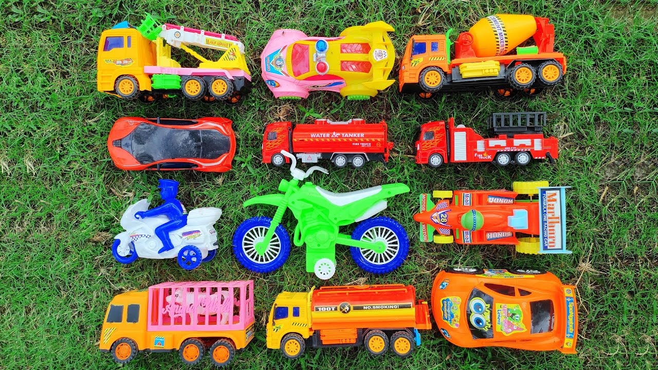 Toy Vehicles Collection for Kids - Fire Truck, Police Car, Mixer Truck ...
