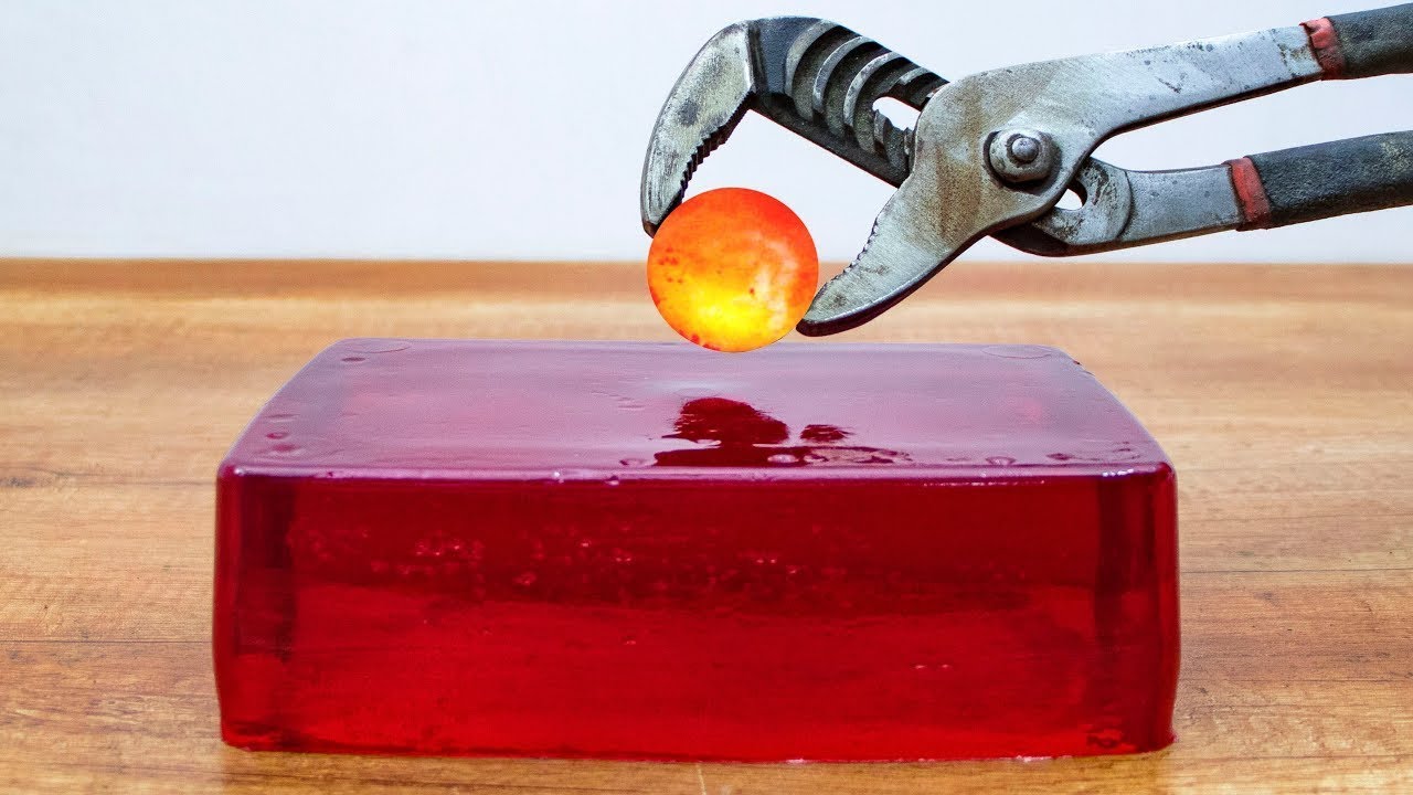 Glowing 1000 degree METAL BALL vs JELLY Experiment || Amazing ...