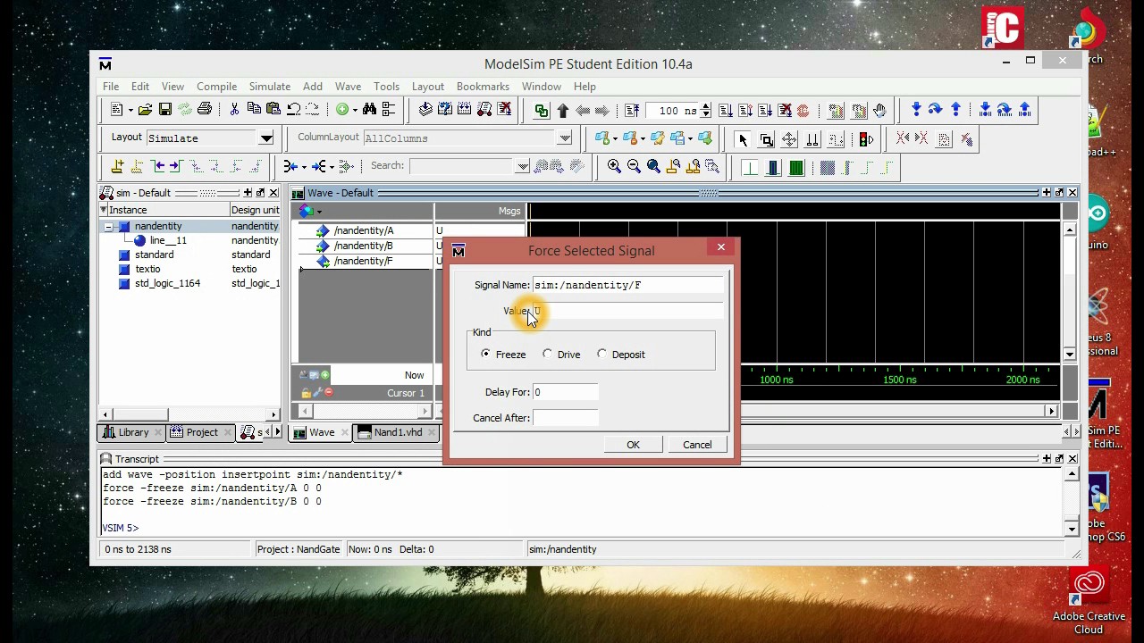 Vhdl Nand Gate Modelsim Eng Youtube