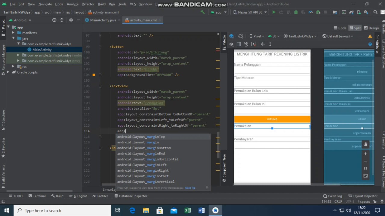 Menghitung Tagihan Rekening Listrik Menggunakan Android Studio - YouTube