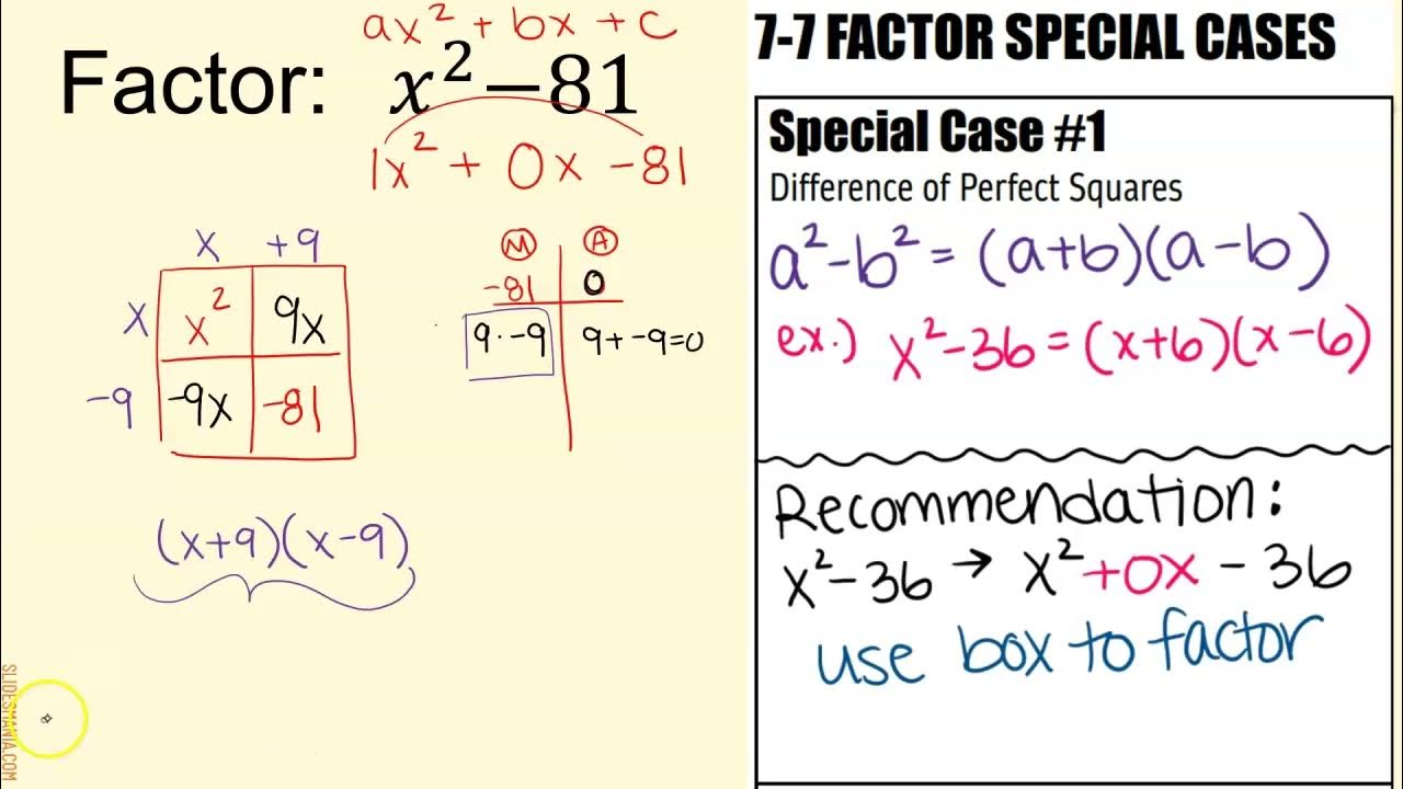7-7 Factoring Special Cases - YouTube