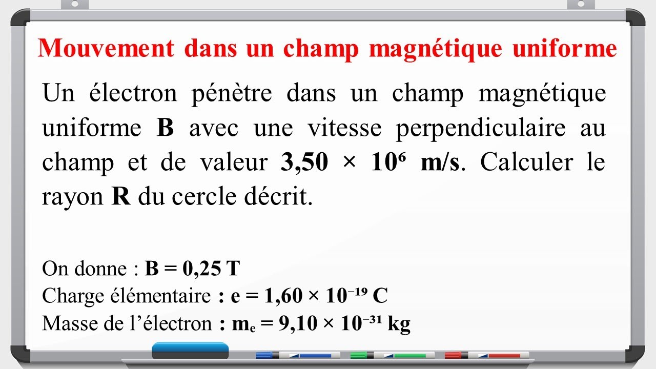 Physique Tle C-D: Calcul du rayon de la trajectoire d'un électron dans ...