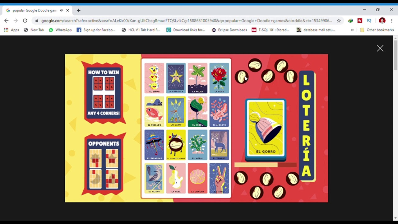 Lotería google doodle popular game free online play and win - YouTube