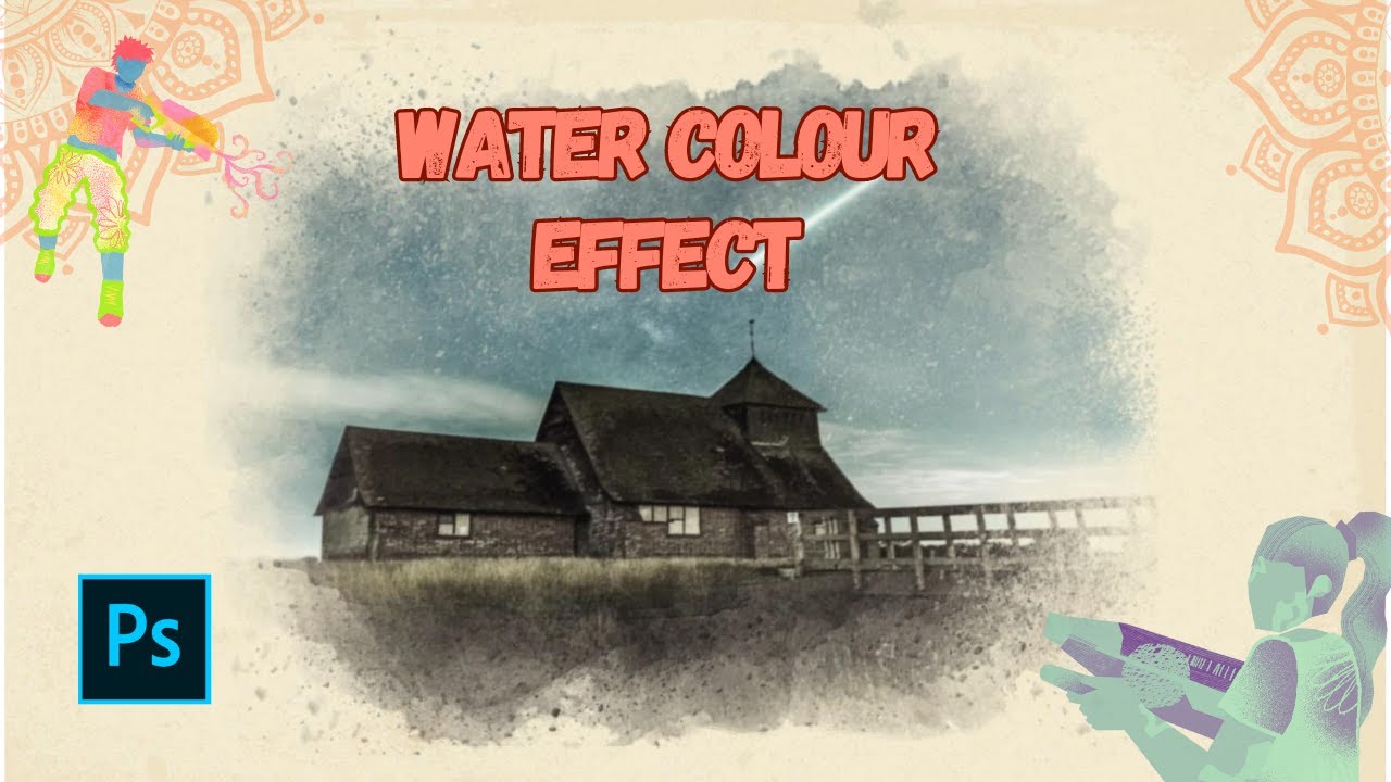 How to create a water color painting effect in Photoshop. - YouTube
