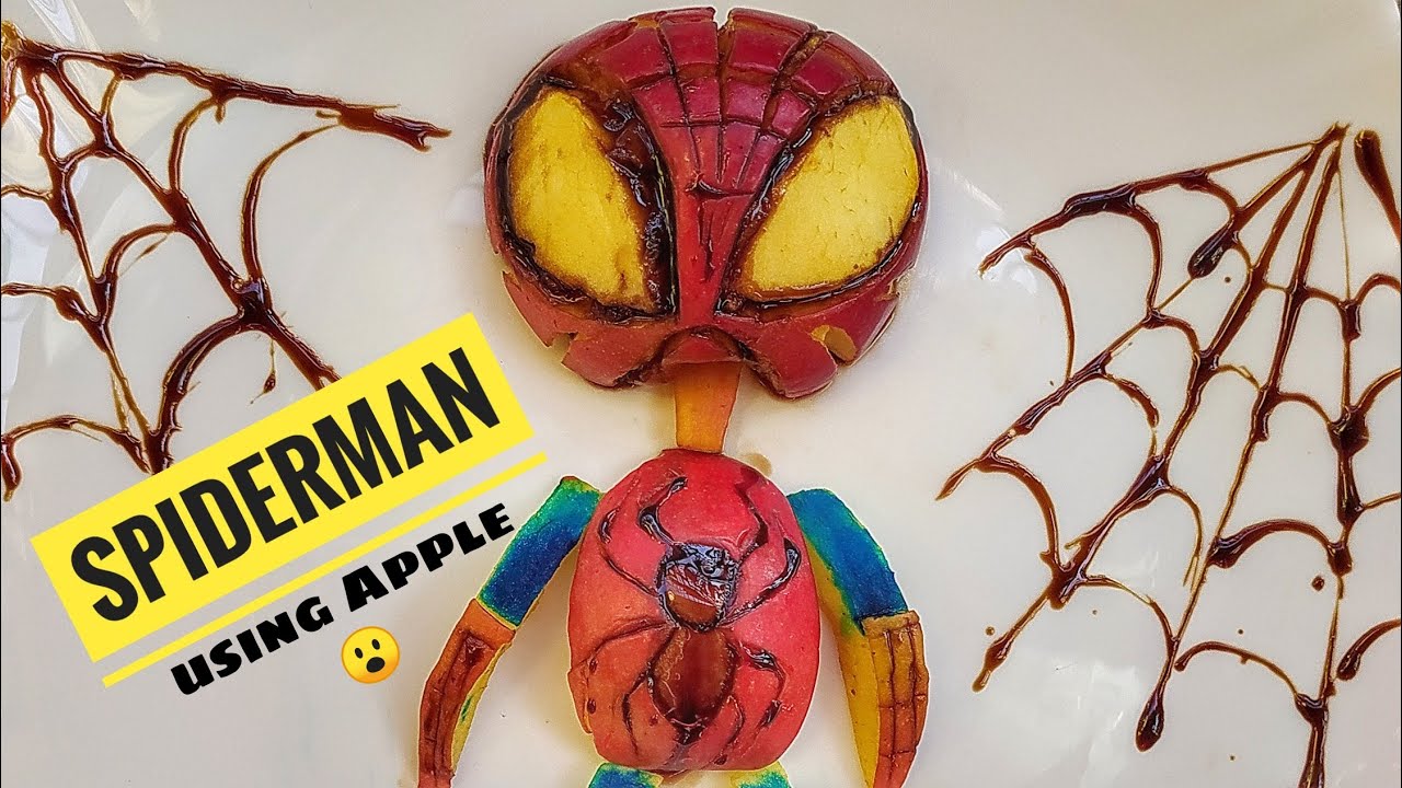Amazing Spiderman Fruit Art : How To Make A Spider-man Using Apples ...