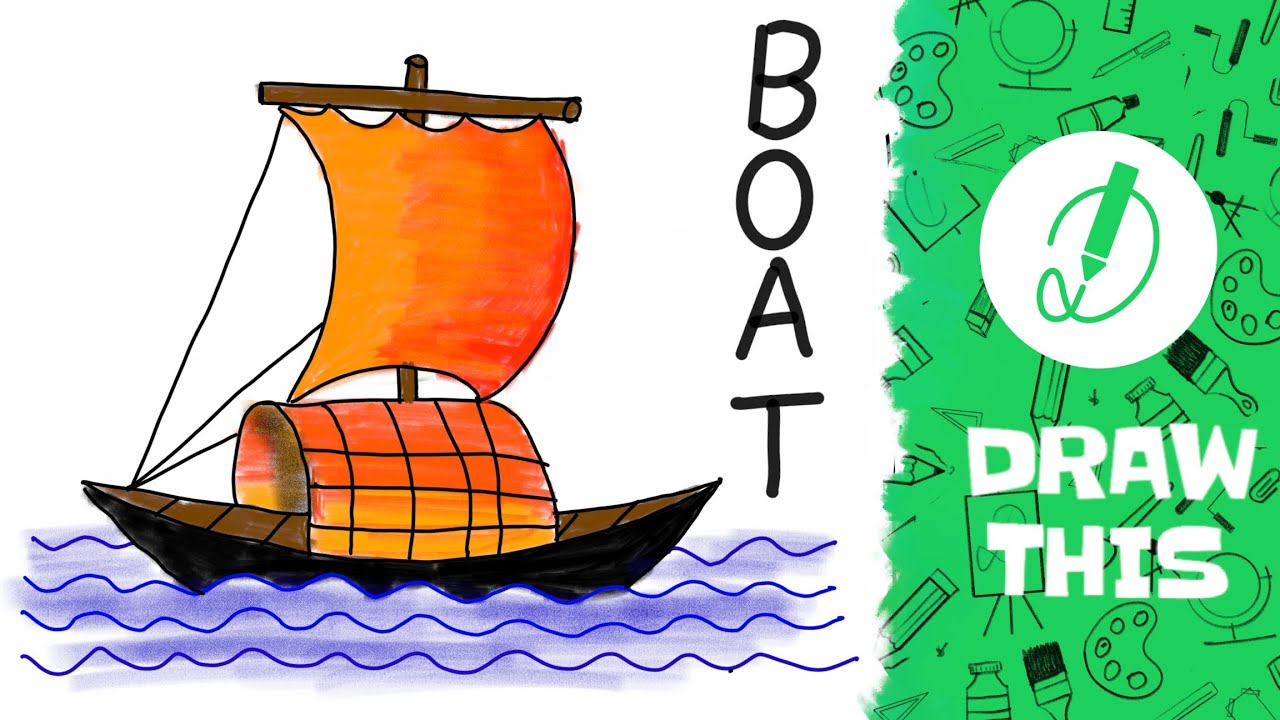 how to draw a BOAT step by step | very easy | with dimension - YouTube
