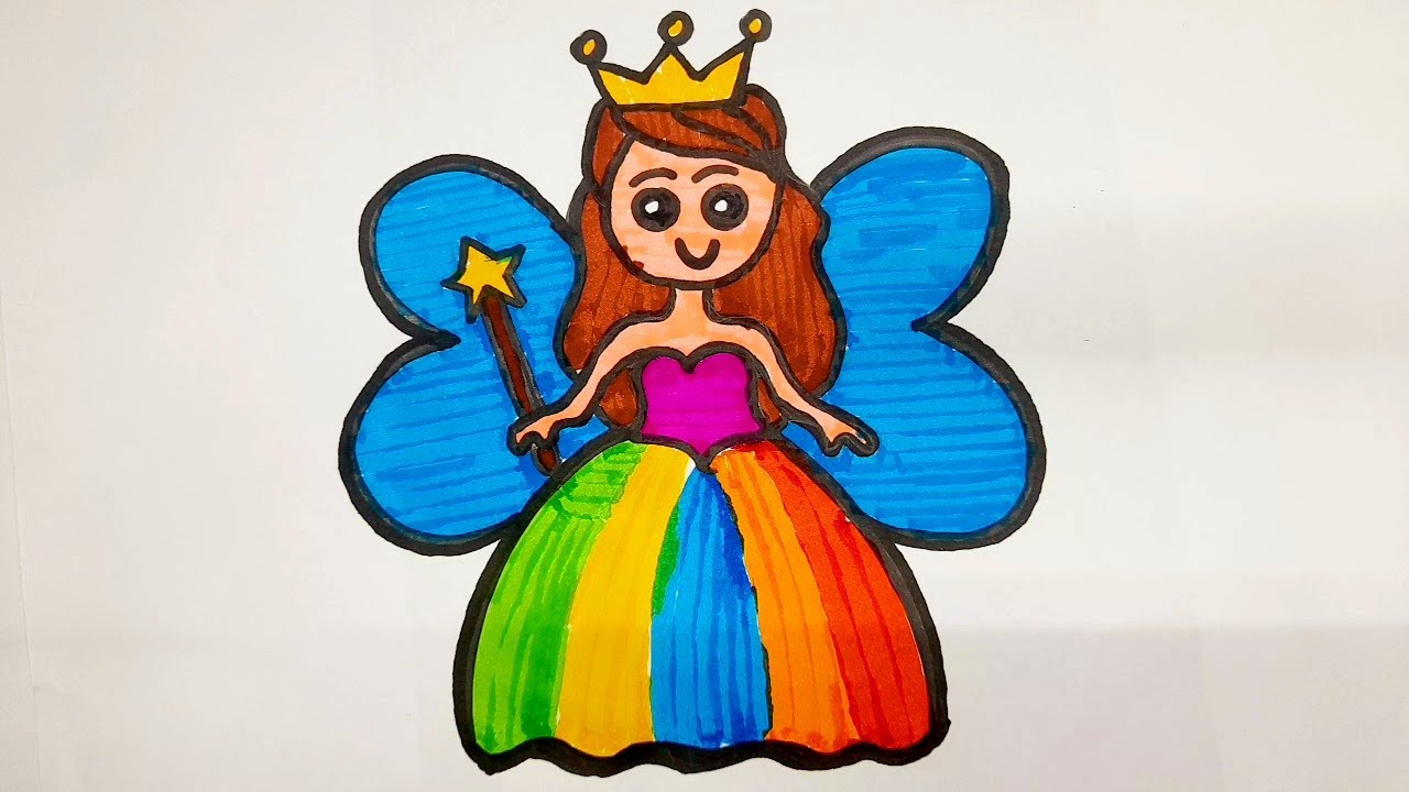Fairy drawing for kids | cute fairy drawing | fairy drawing, painting ...