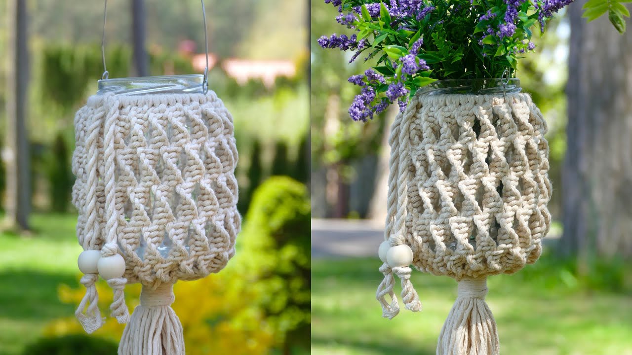 DIY Hanging Macrame Jar | Garden Party Decor | Plant Hanging & Lighting Ideas - YouTube