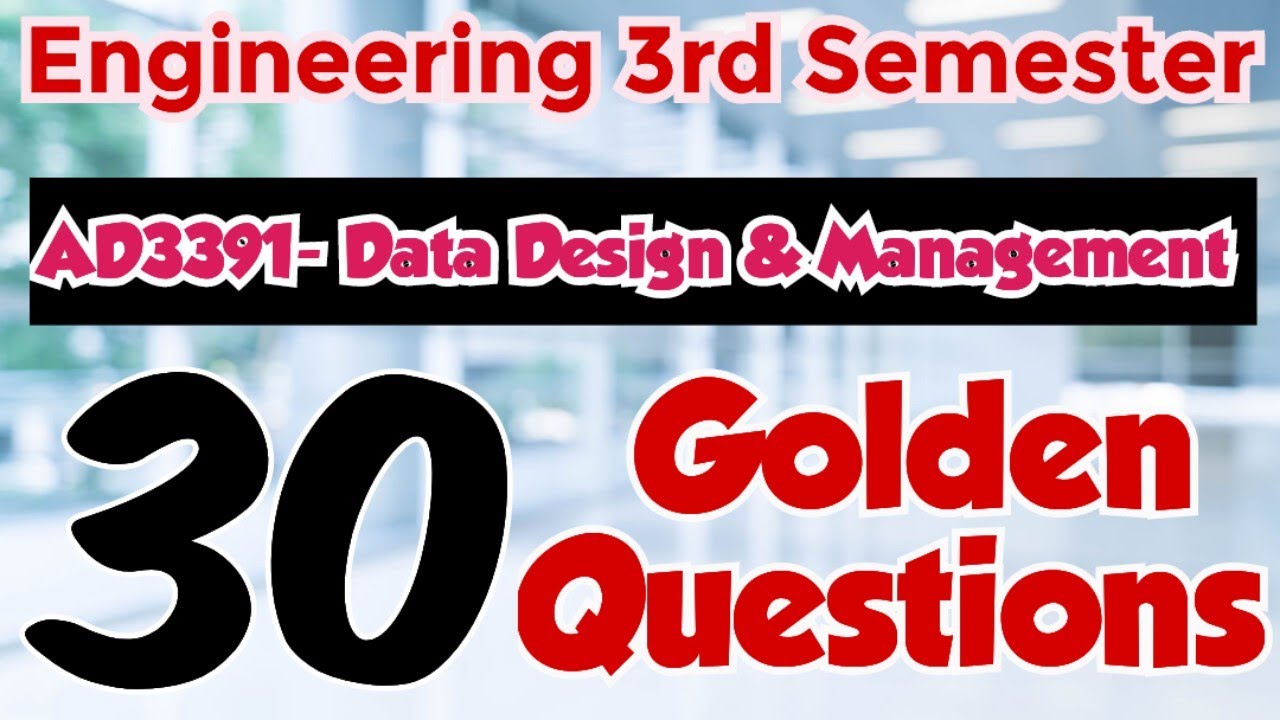 AD3391|Database Design and Management|2marks|Important questions ...