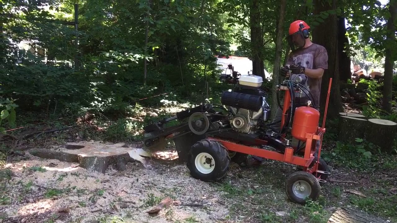 Homemade stump grinder 2.0 - YouTube