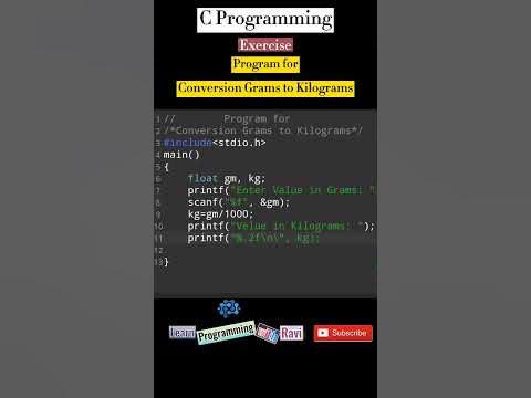 C Programming|Conversion Grams to Kilograms using c |#shorts #cprogramming #programming #coding ...