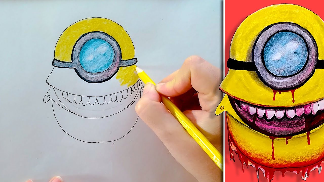 How To Draw a Minion The horror version - YouTube