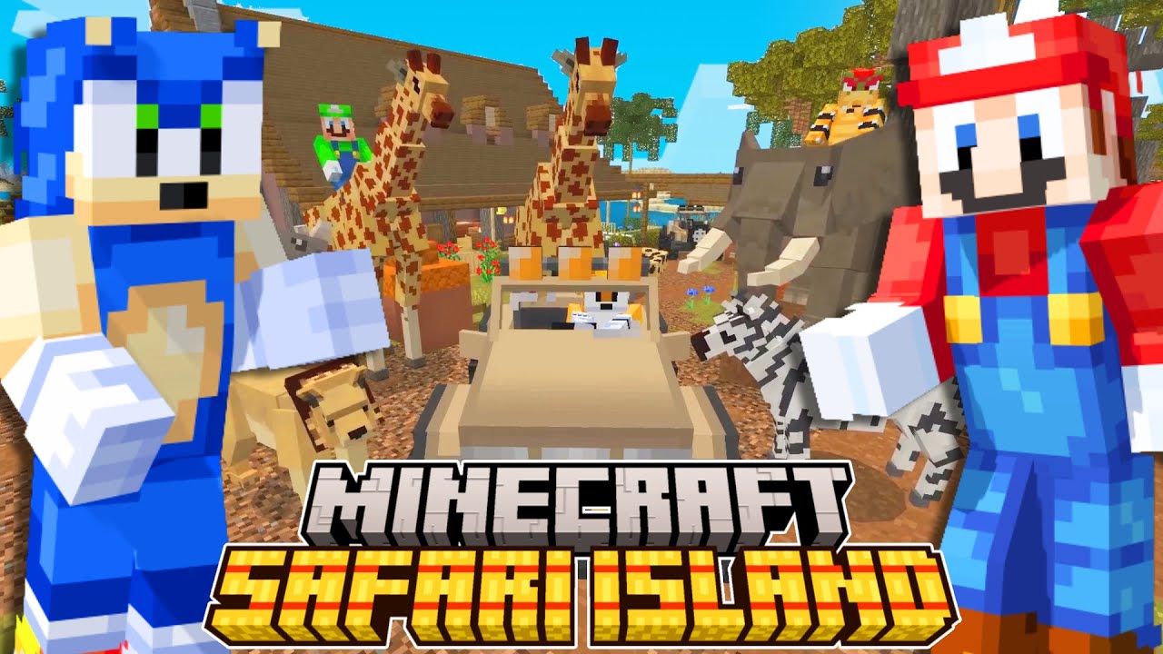 Minecraft SAFARI ISLAND DLC With Mario And Sonic! 🦁🐵 - YouTube
