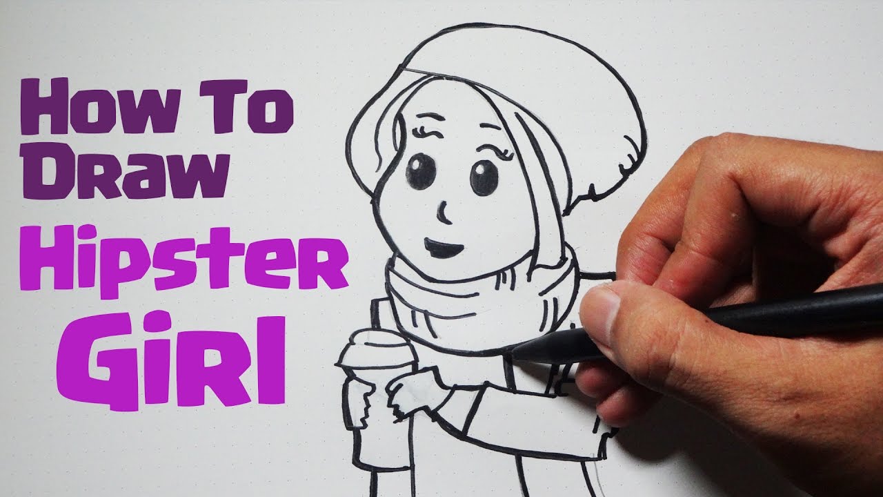 How to Draw a Cartoon - Hipster Girl (Tutorial Step by Step) - YouTube