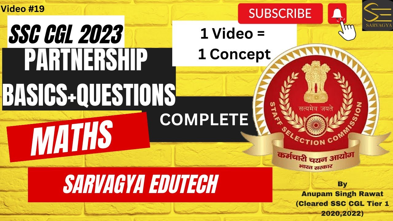 SSC CGL 2023 | PARTNERSHIP COMPLETE | In One Lecture | FULL DETAILS ...