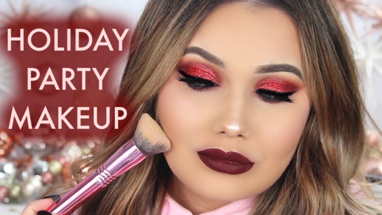 RED HOLIDAY PARTY MAKEUP - YouTube