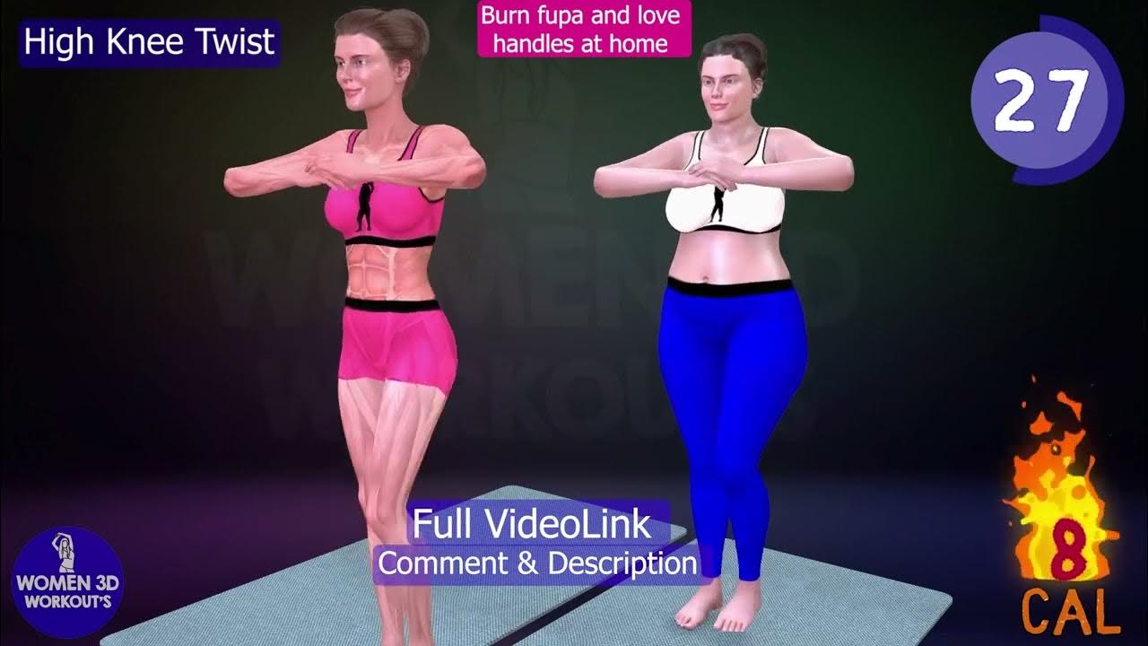 1 Minute Workout High Knee Twist : 6 Best exercise for fupa and love handles - YouTube