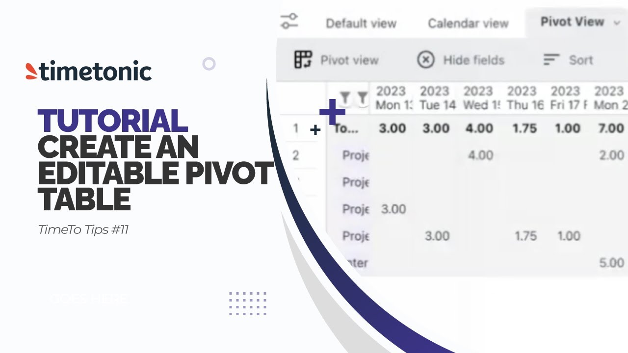 How to create an editable pivot table in TimeTonic - YouTube