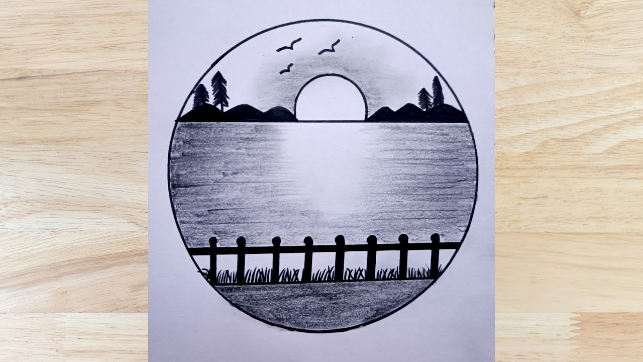 sunset circle drawing easy way to step by step #Circle drawing for ...